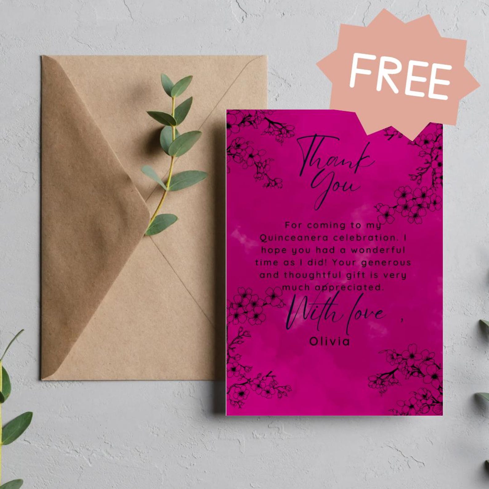 Fuchsia Quinceanera Invitation Template, Instant Download, Canva ...