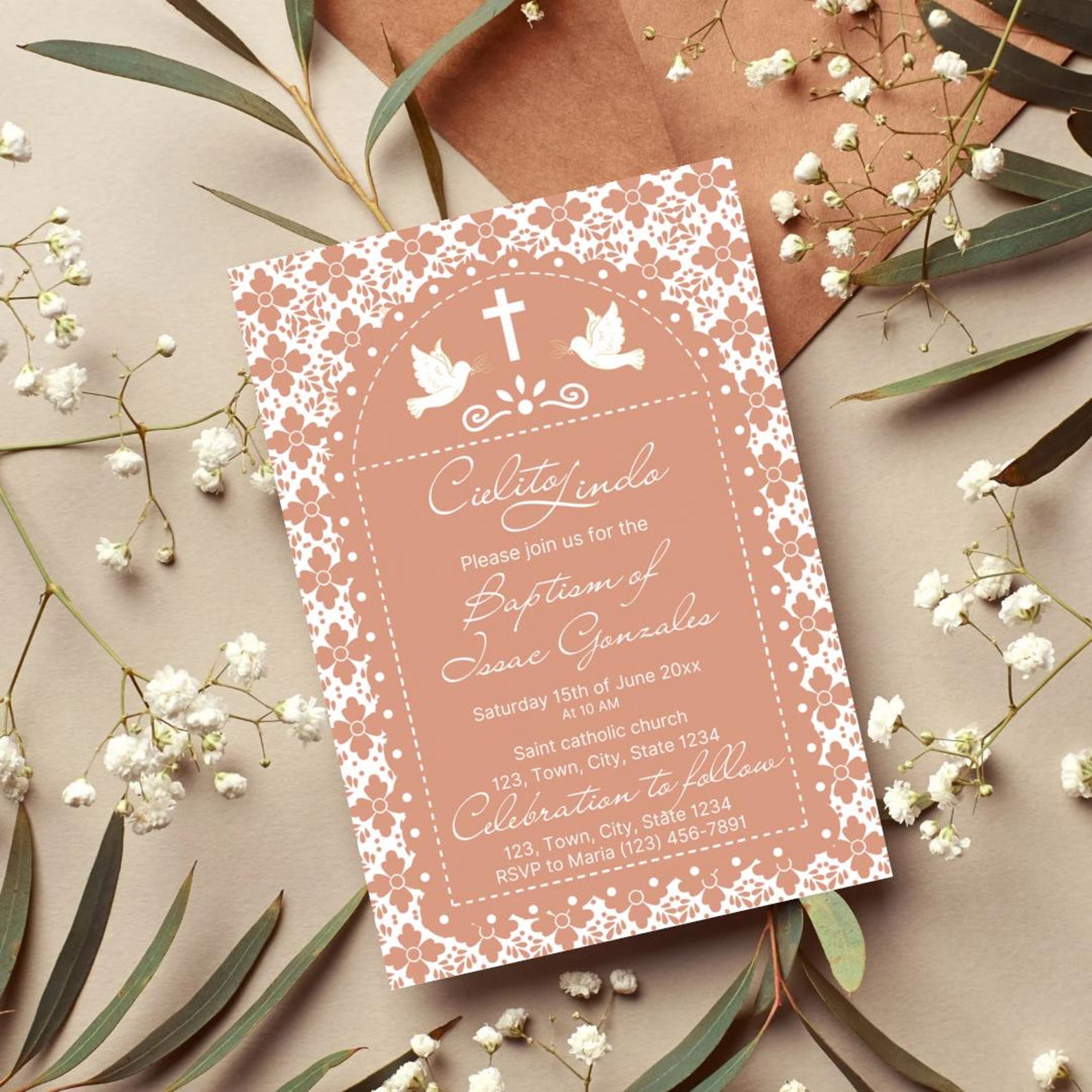 Cielito Lindo Bautizo Invitation, Cielito Lindo Baptism, Papel Picado ...