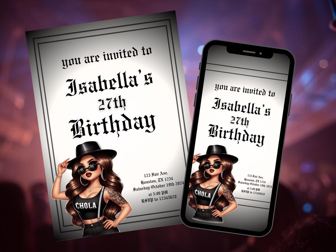 Chola Birthday Invitation, Chola Party Invitation, Any Age, Latina ...