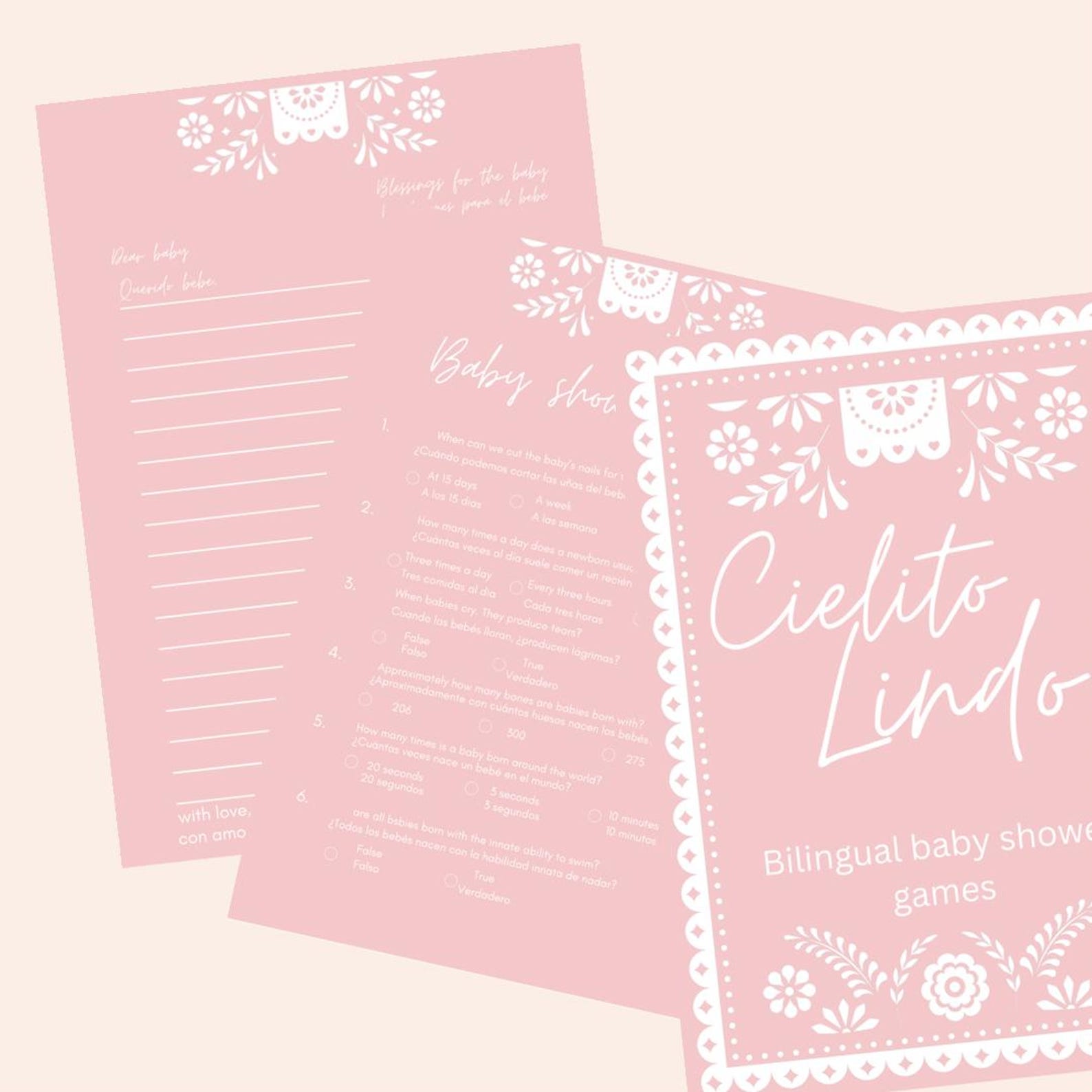 Blush Pink Cielito Lindo Baby Shower Decor Bundle, Mexican Baby Shower ...