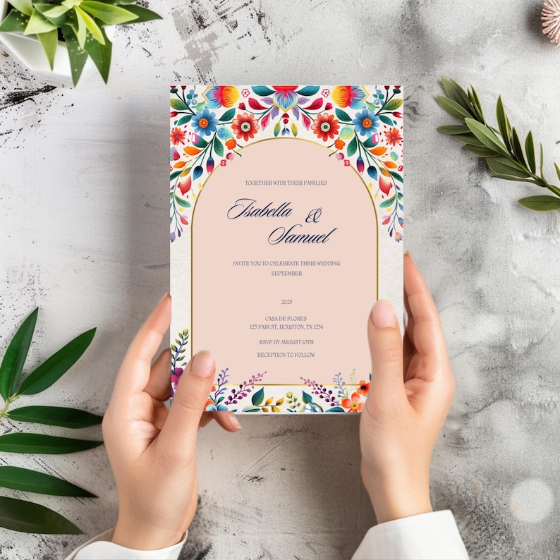Mexican Wedding Invitation, Mexican Floral Invitation, Invitaciones De ...