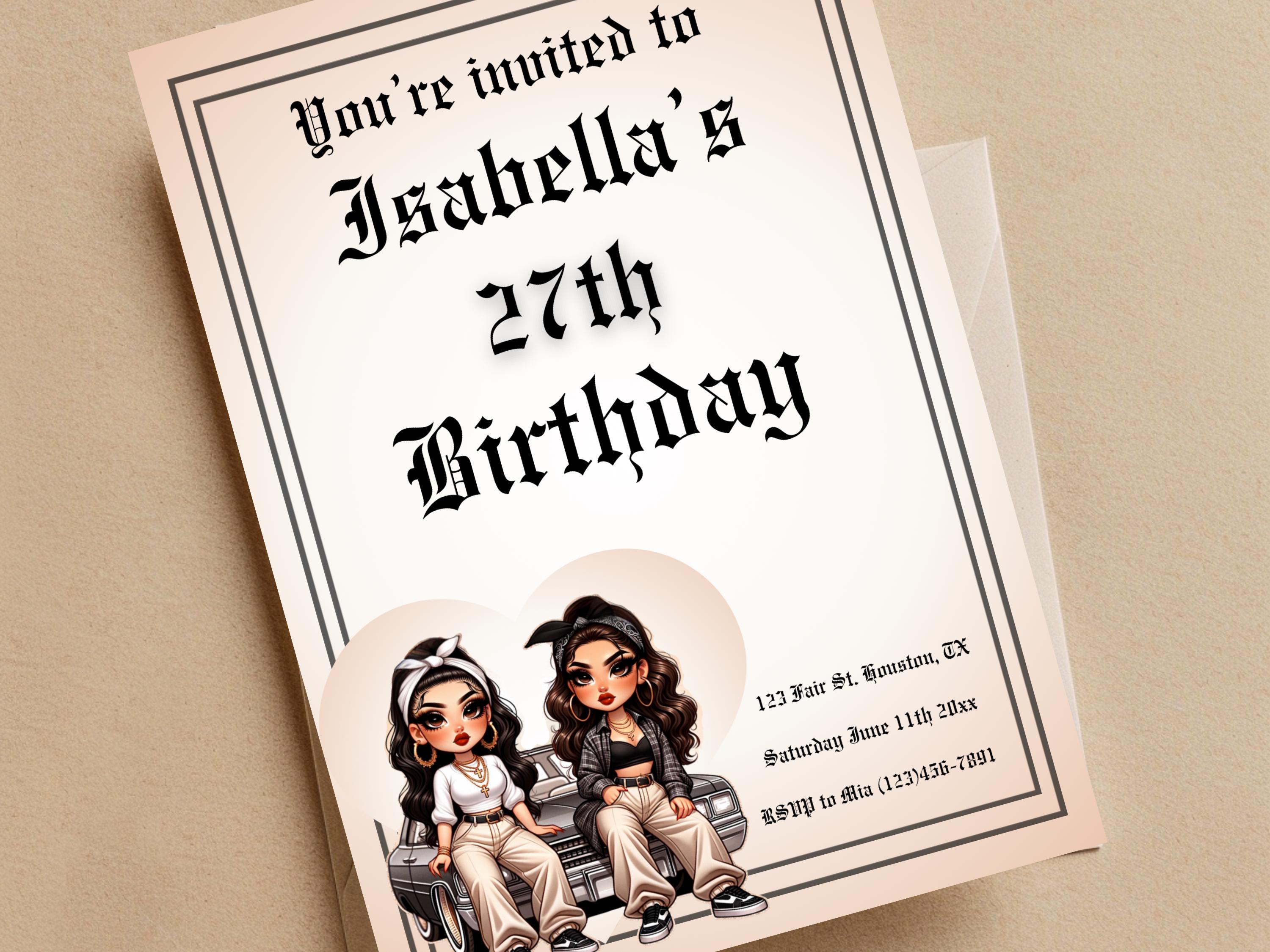 Chola Birthday Invitation, Chola Party Invitation, Chola Theme Party ...