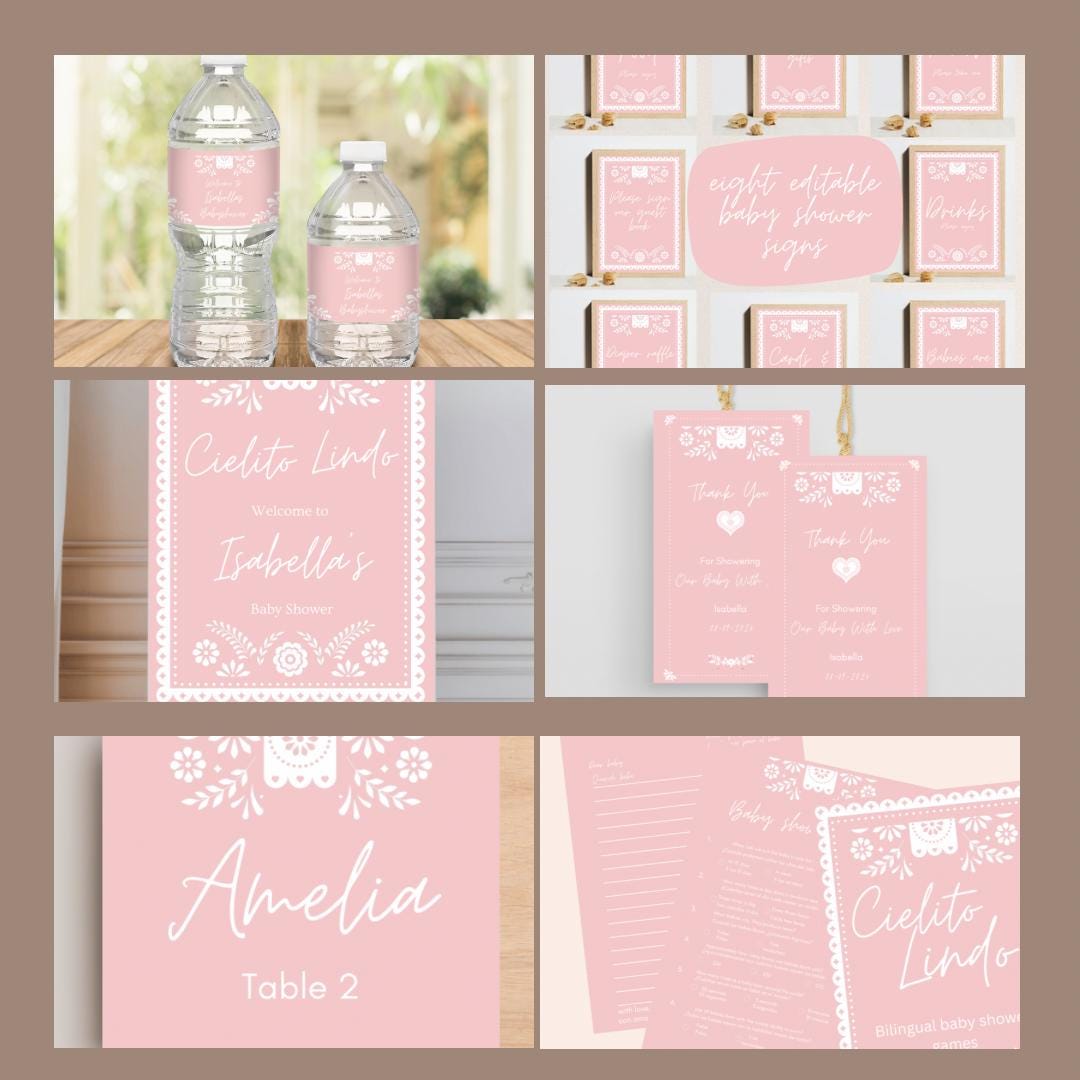Blush Pink Cielito Lindo Baby Shower Decor Bundle, Mexican Baby Shower ...
