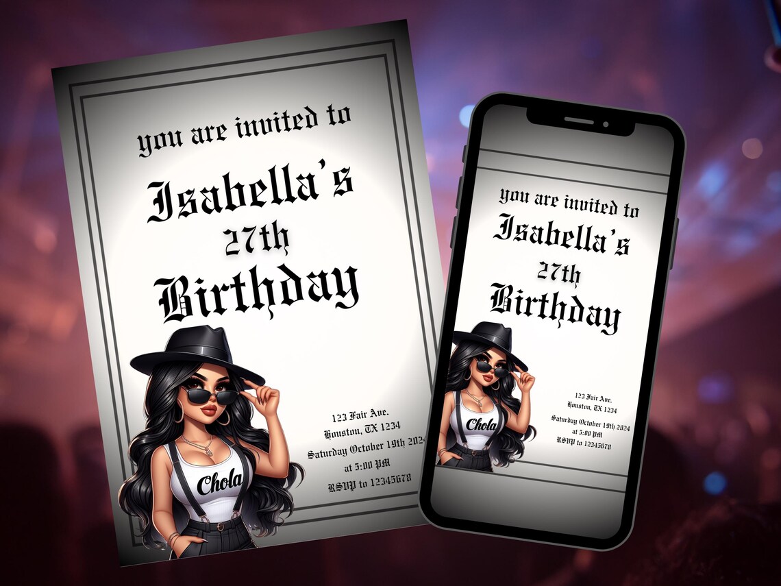 Chola Birthday Invitation: Latina Party, Editable Template (digital) - Etsy