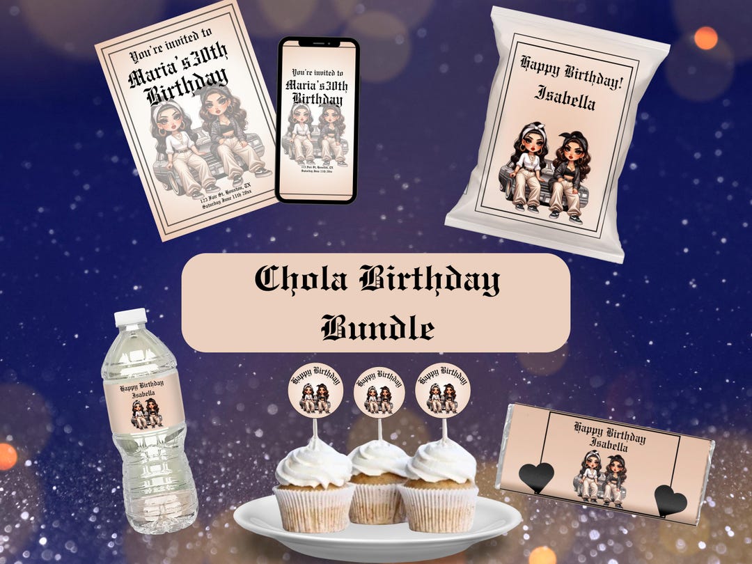 Chola Party Decorations, Chola Party Invitation, Chola Birthday Bundle ...