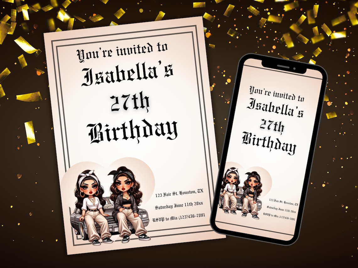 Chola Birthday Invitation | Latina Birthday Party Invite | Girl ...