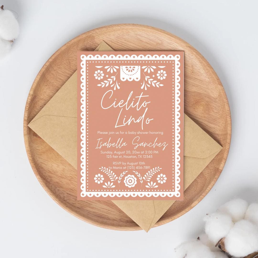 Cielito Lindo Baby Shower Invitation | Fiesta Papel Picado | Mexican ...