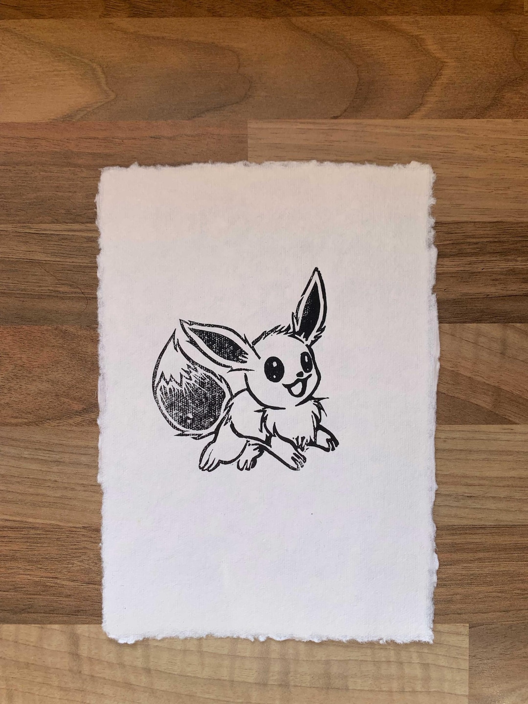 Pokémon Inspired Eevee Linocut Printmaking Fan Art A5. Anniversary ...