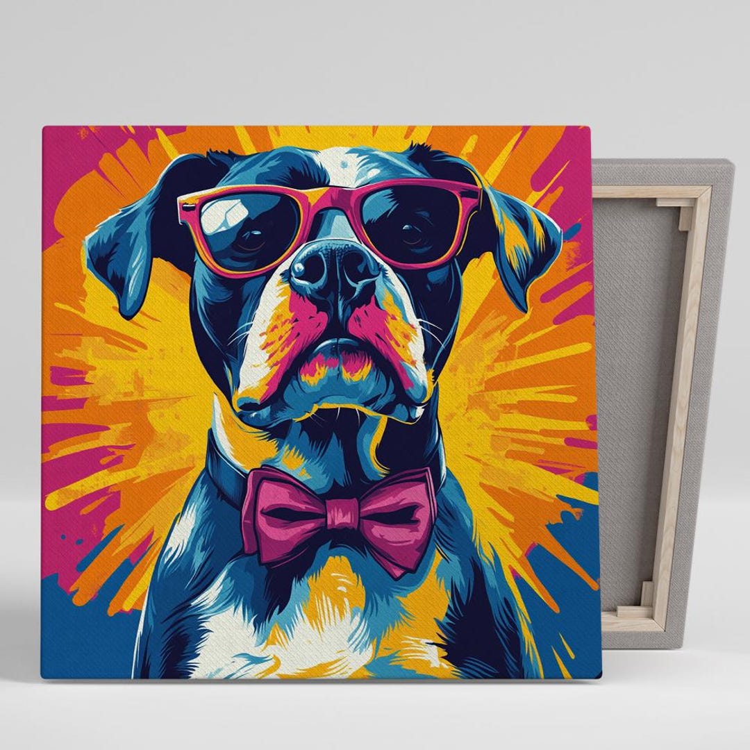 Boxer Dog Pop Wall Art, Canvas or Poster, Modern Retro Decor, Living ...