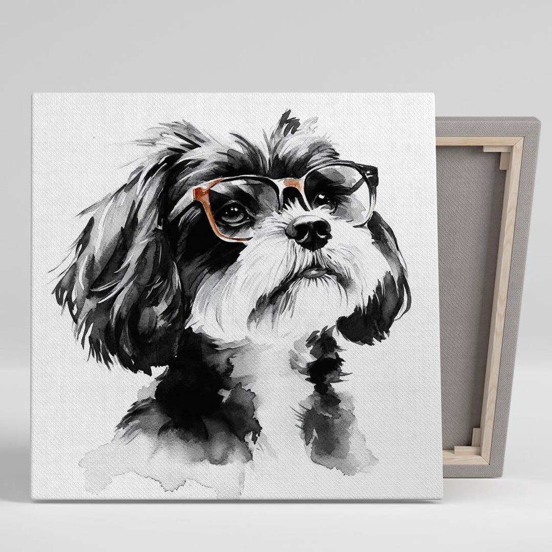 Shih Tzu Wall Art, Canvas or Poster, Whimsical Modern Decor, Children's ...
