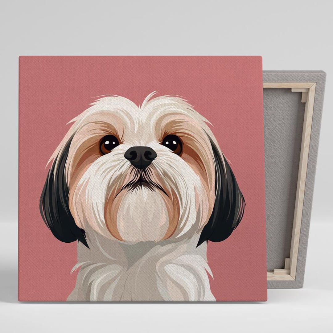 Shih Tzu Art, Canvas or Poster, Whimsical Animal Decor, Modern ...