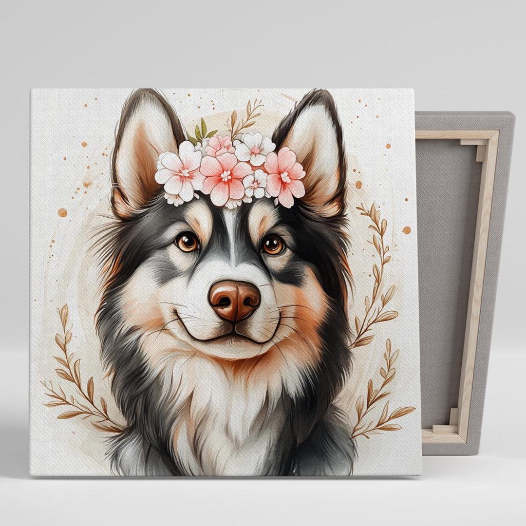 Siberian Husky Art, Canvas or Poster, Whimsical Rustic Modern Decor ...