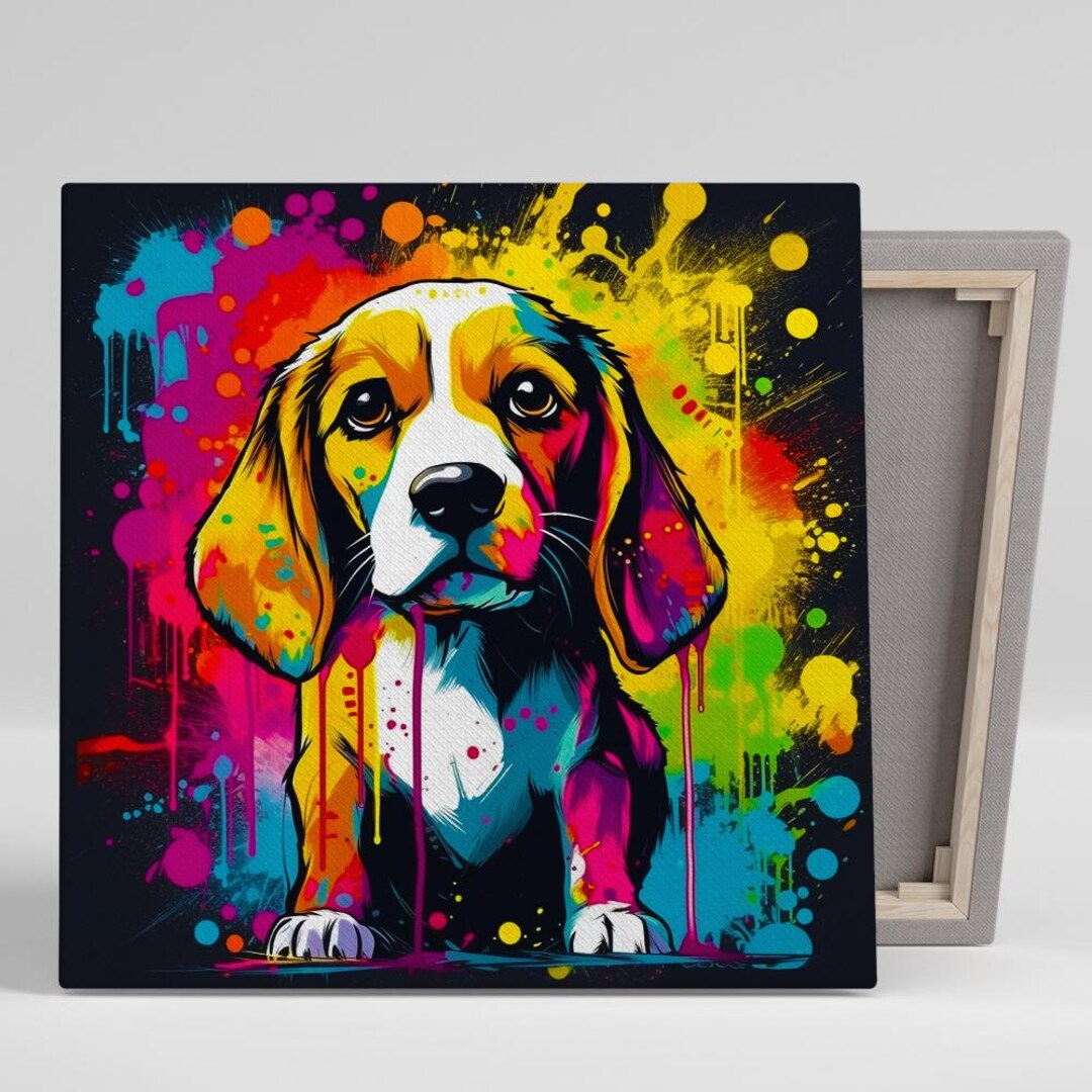 Beagle Art, Canvas or Poster, Colorful Splash Decor, Modern Eclectic ...