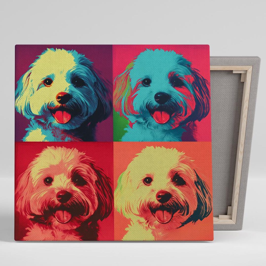 Maltese Pop Art Wall Decor, Canvas or Poster, Modern Retro Minimalist ...