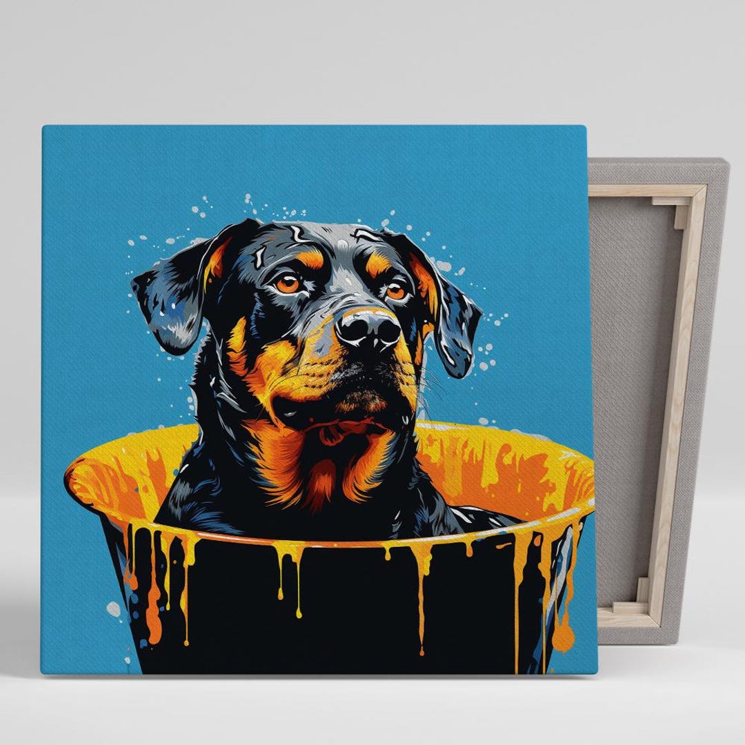 Rottweiler Art, Canvas or Poster, Pop Art Modern Decor, Living Room ...