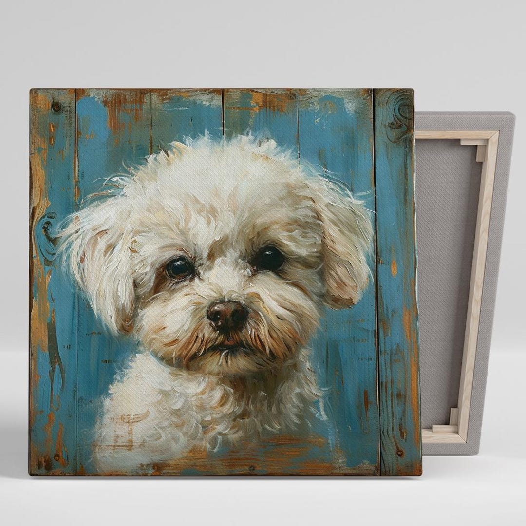 Maltese Wall Art, Canvas or Poster, Whimsical Rustic Decor, Living Room ...