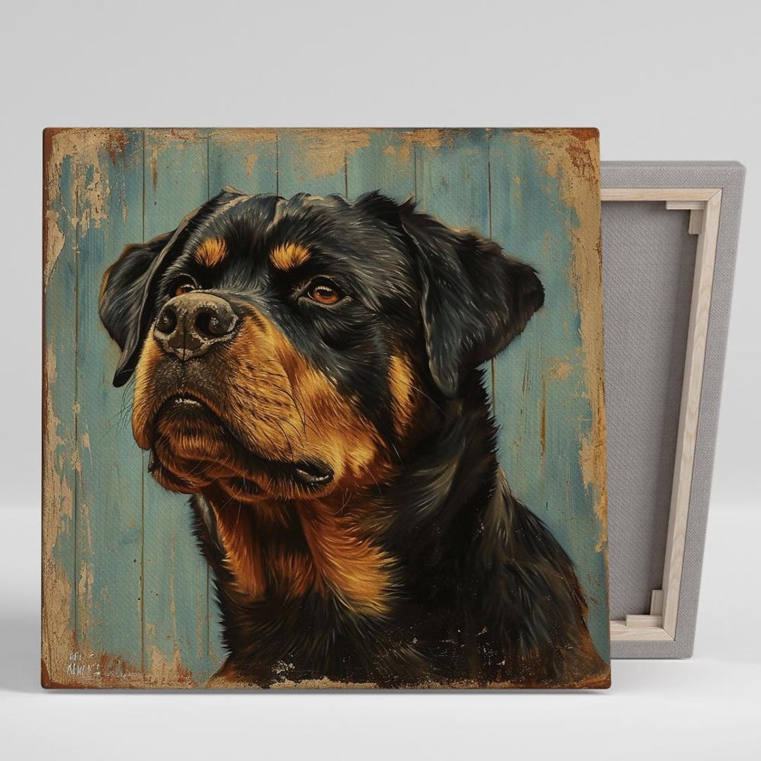 Rottweiler Art, Canvas or Poster, Animal Rustic Modern Decor, Living ...