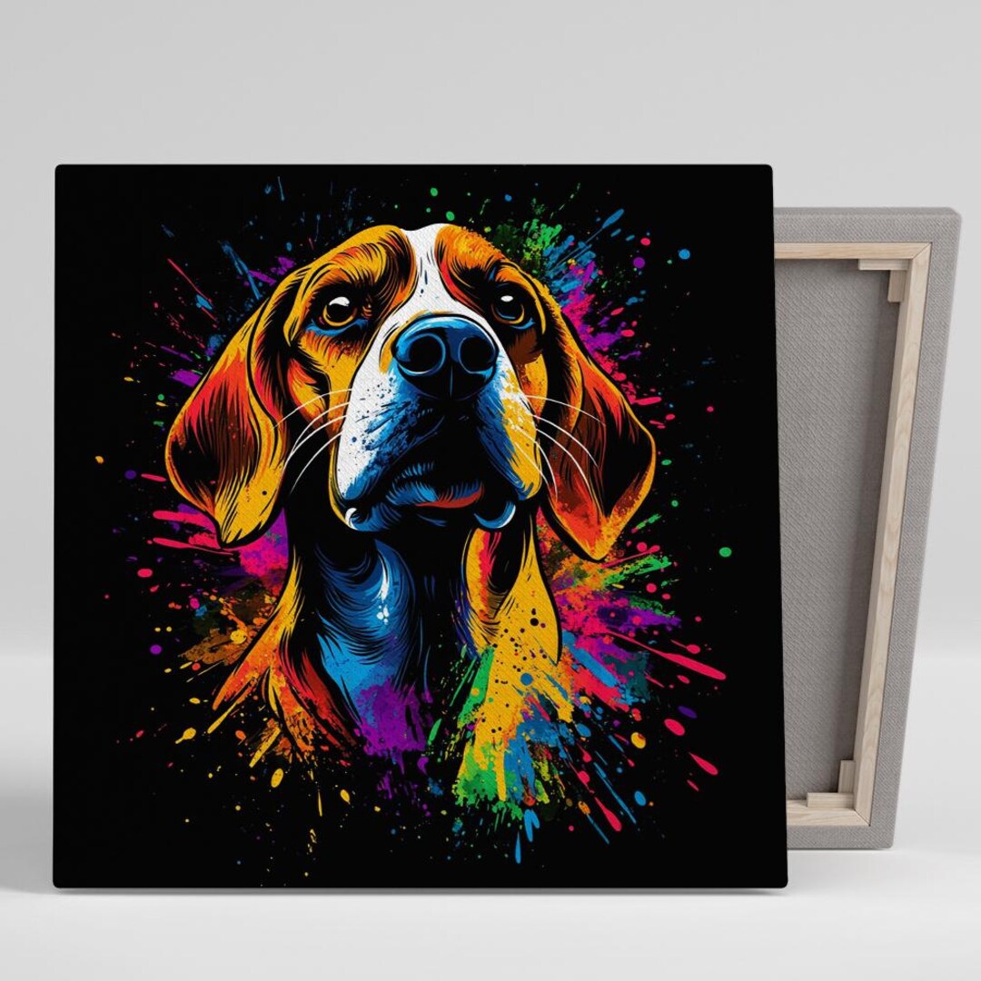 Beagle Pop Art Decor, Canvas or Poster, Contemporary Eclectic Bohemian ...