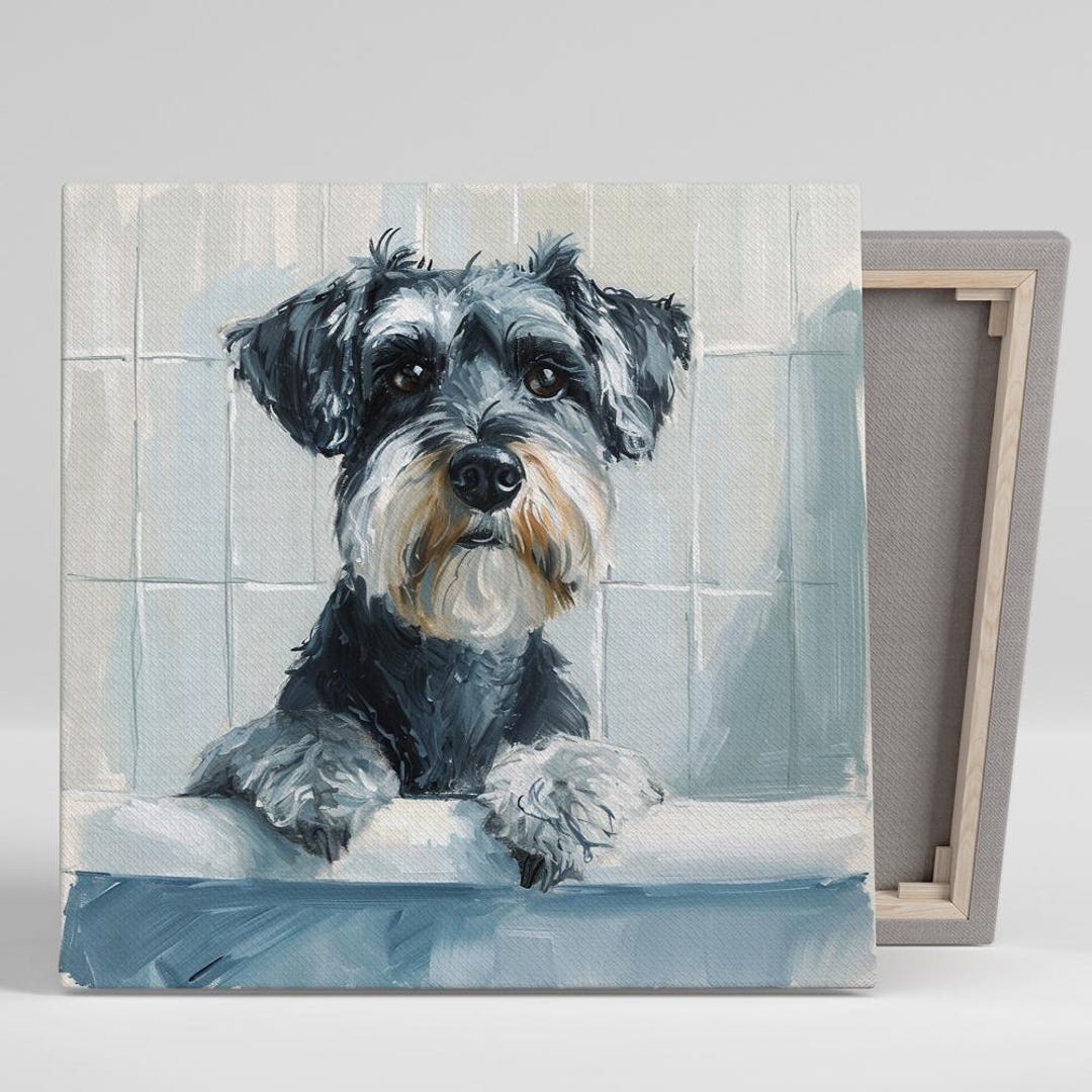 Miniature Schnauzer Art, Canvas or Poster, Whimsical Minimalist Decor ...