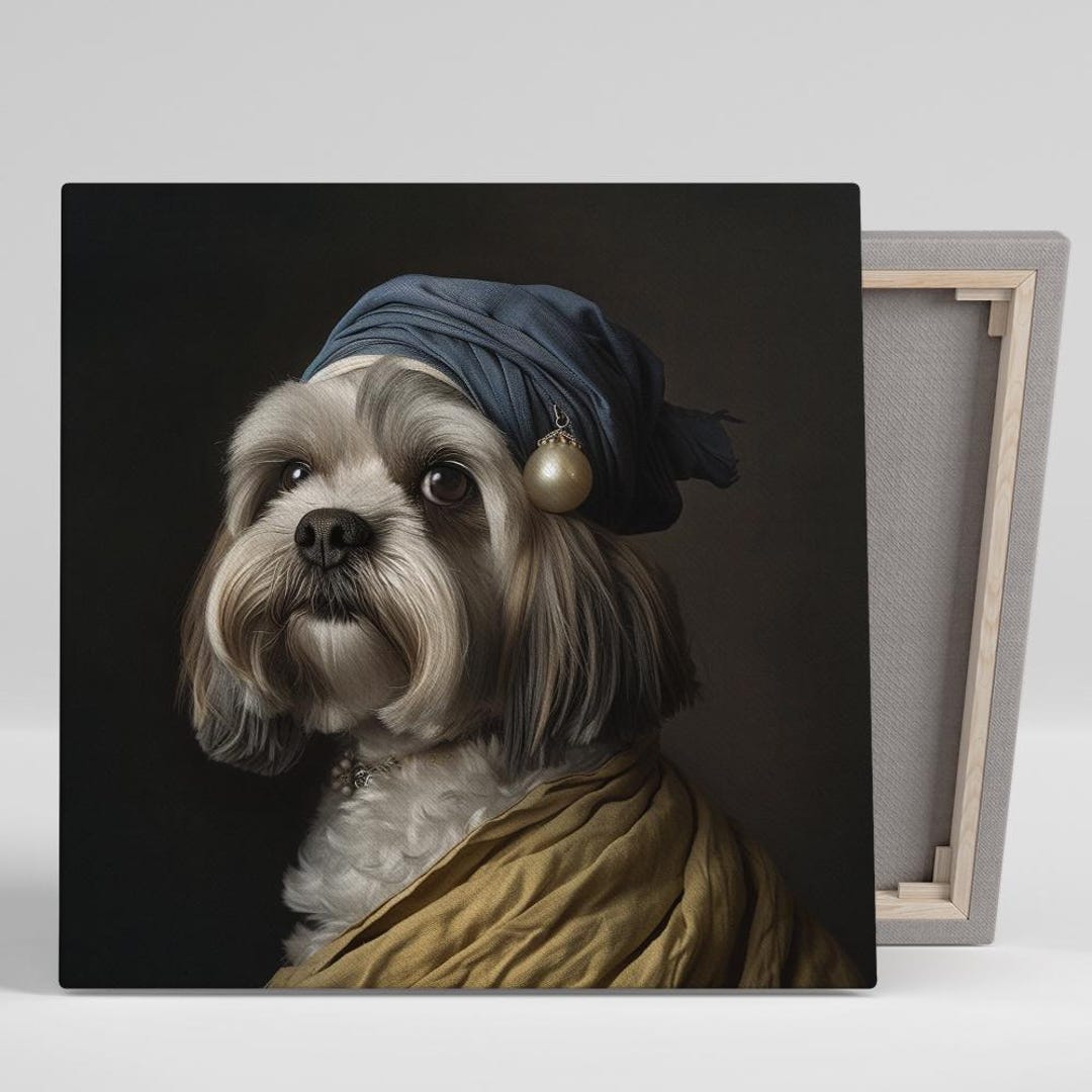 Shih Tzu Art, Canvas or Poster, Glam Traditional Decor, Living Room ...