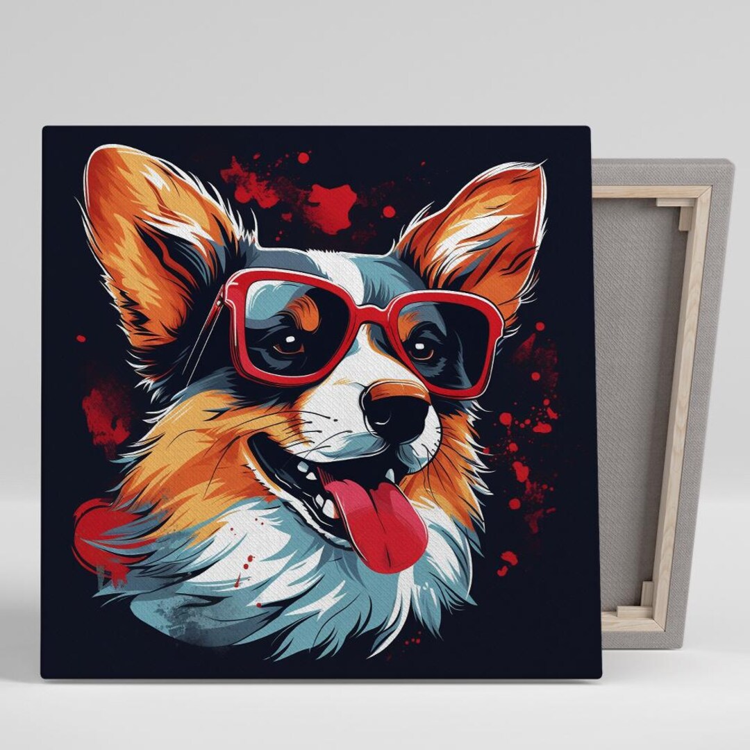 Corgi Pop Wall Art, Canvas or Poster, Modern Animal Decor, Living Room ...