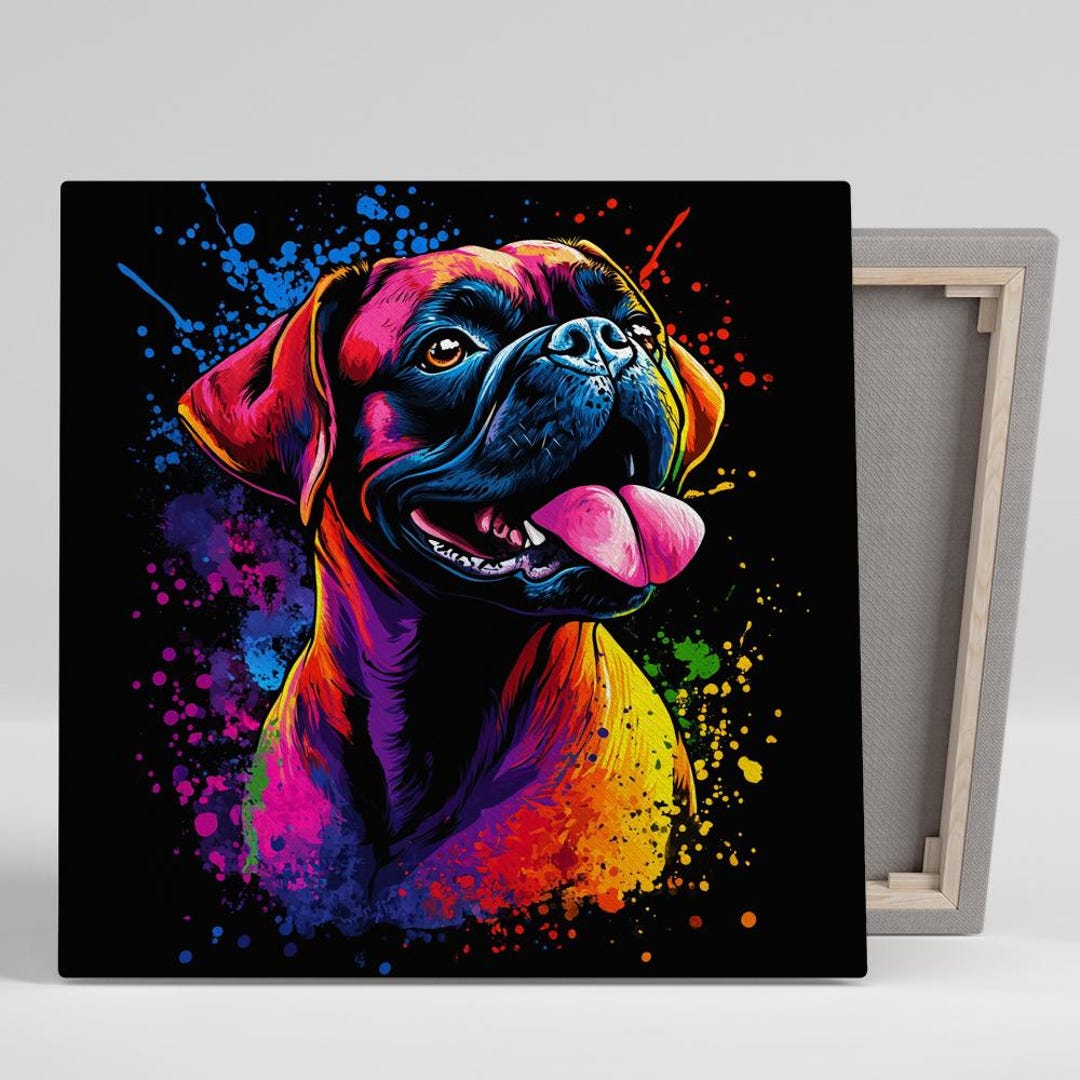 Boxer Dog Wall Art, Canvas or Poster, Pop Art Animal Decor, Colorful ...