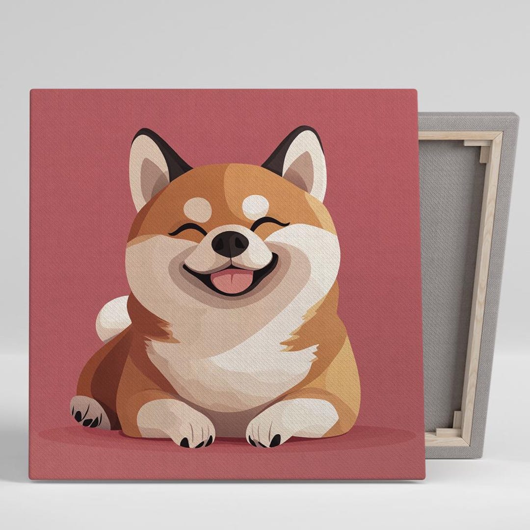Shiba Inu Art, Canvas or Poster, Whimsical Modern Minimalist Decor ...