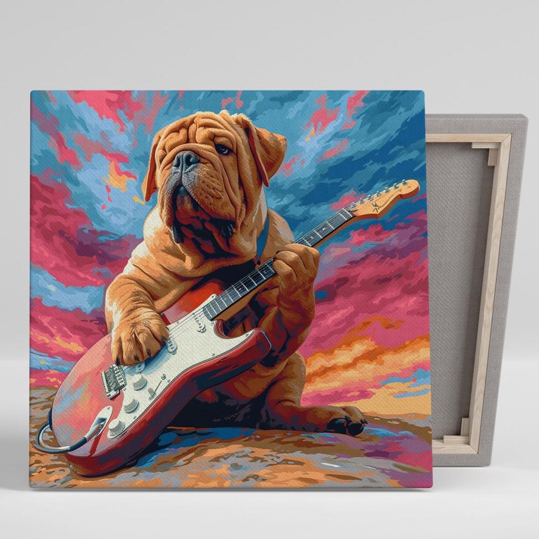 Shar Pei Wall Art, Canvas or Poster, Animal Whimsical Decor, Living ...