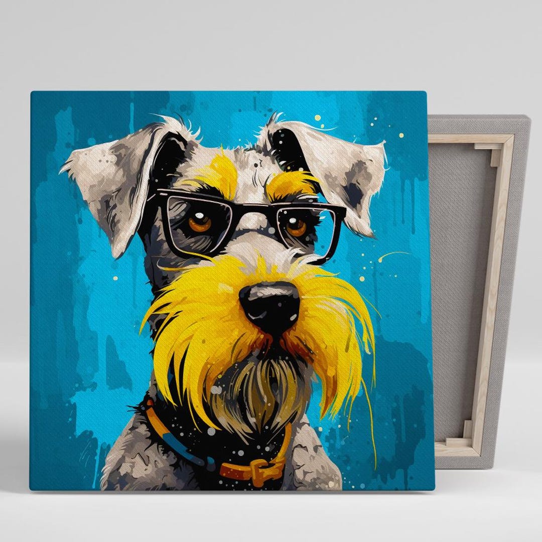 Miniature Schnauzer Art, Canvas or Poster, Pop Animal Decor, Living ...