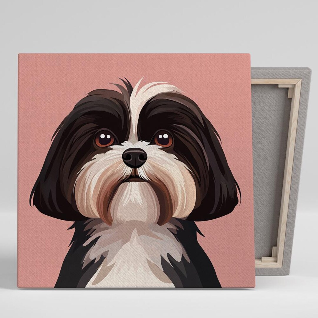Shih Tzu Decor Art, Canvas or Poster, Whimsical Scandinavian Decor ...
