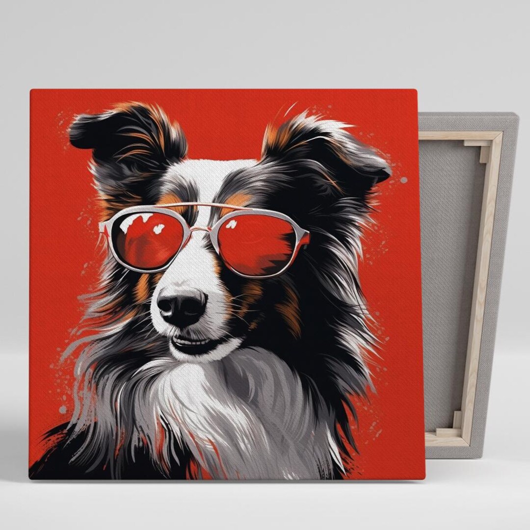 Border Collie Art, Canvas or Poster, Pop Art Dog Decor, Living Room ...