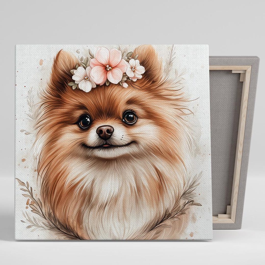 Pomeranian Wall Art, Canvas or Poster, Whimsical Bohemian Decor, Living ...