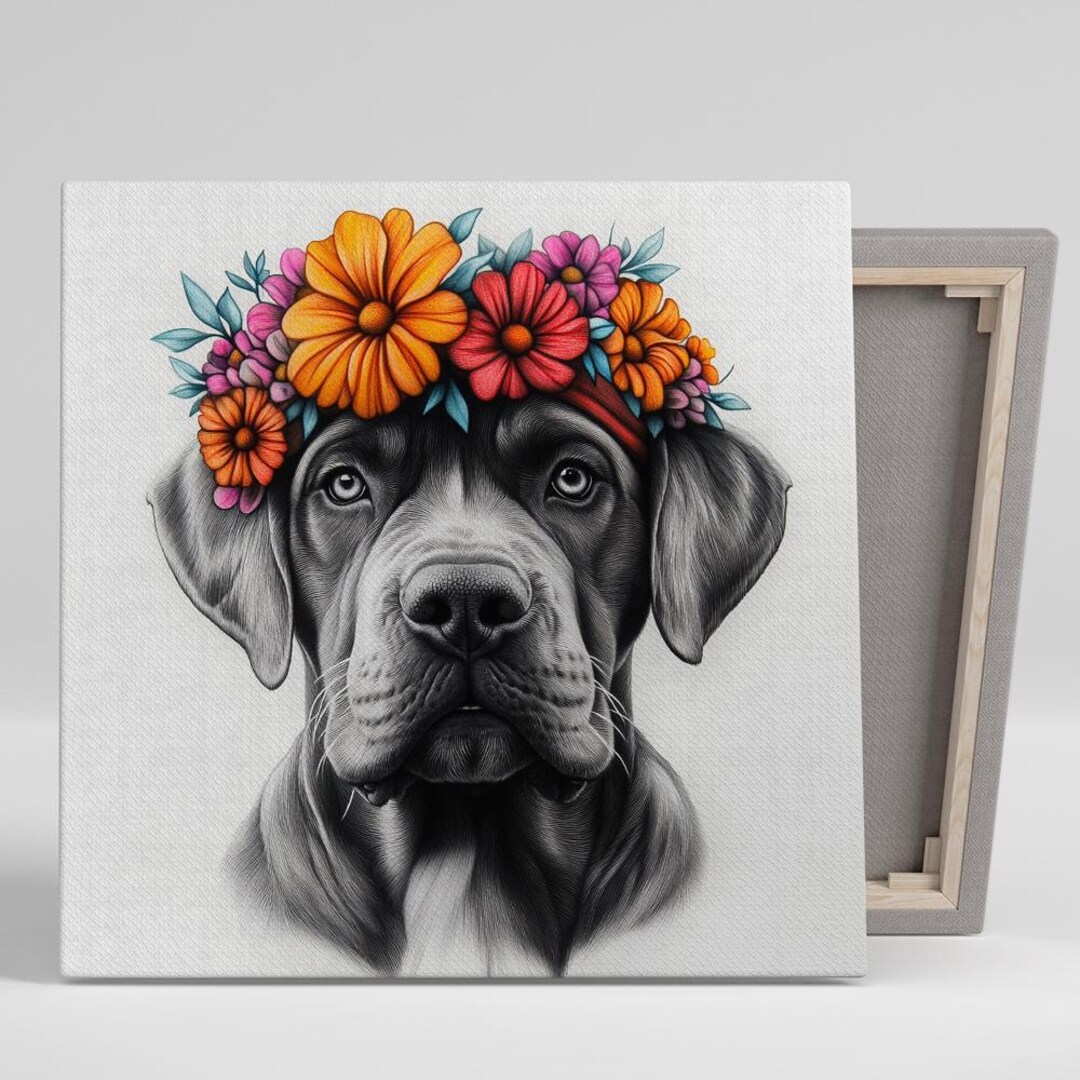 Great Dane Wall Art, Canvas or Poster, Whimsical Bohemian Decor, Living ...