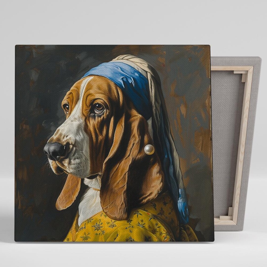 Basset Hound Wall Art, Canvas or Poster, Whimsical Classic Decor ...