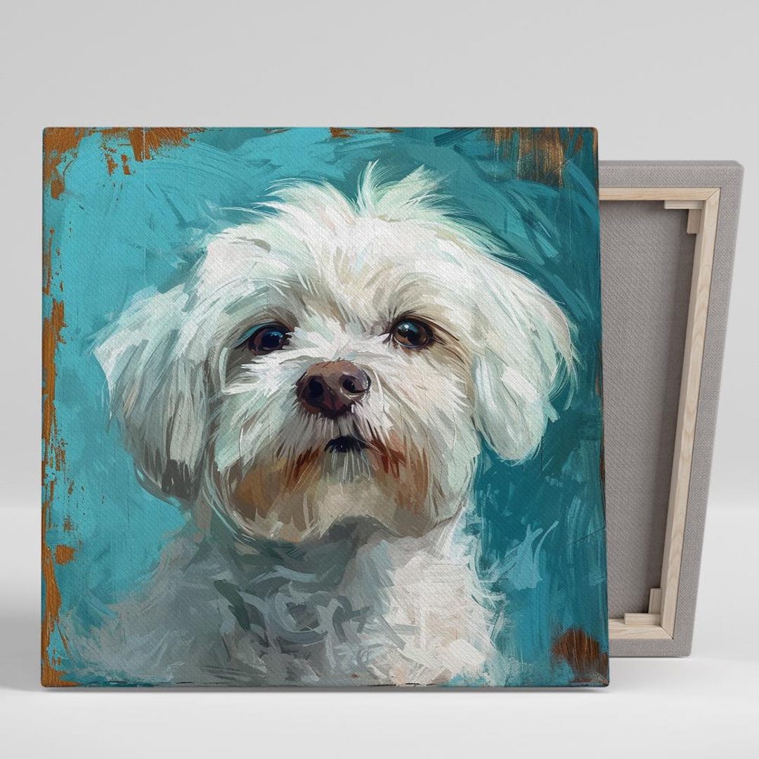 Maltese Art, Canvas or Poster, Animal Whimsical Decor, Living Room ...