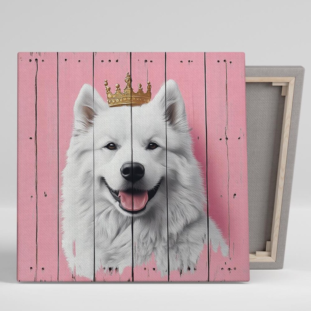 Samoyed Wall Art, Canvas or Poster, Glam Modern Minimalist Decor ...