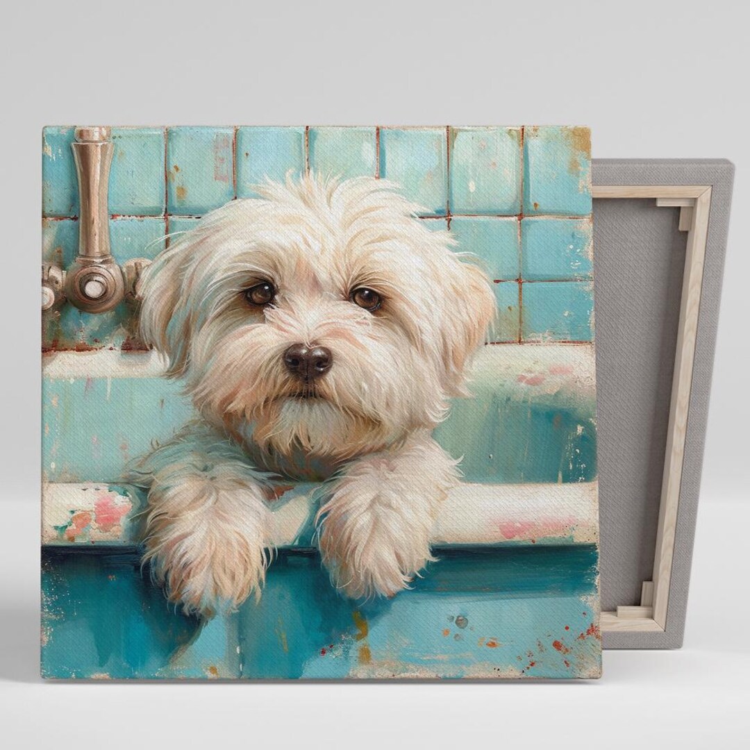 Maltese Wall Art, Canvas or Poster, Whimsical Coastal Decor, Bathroom ...