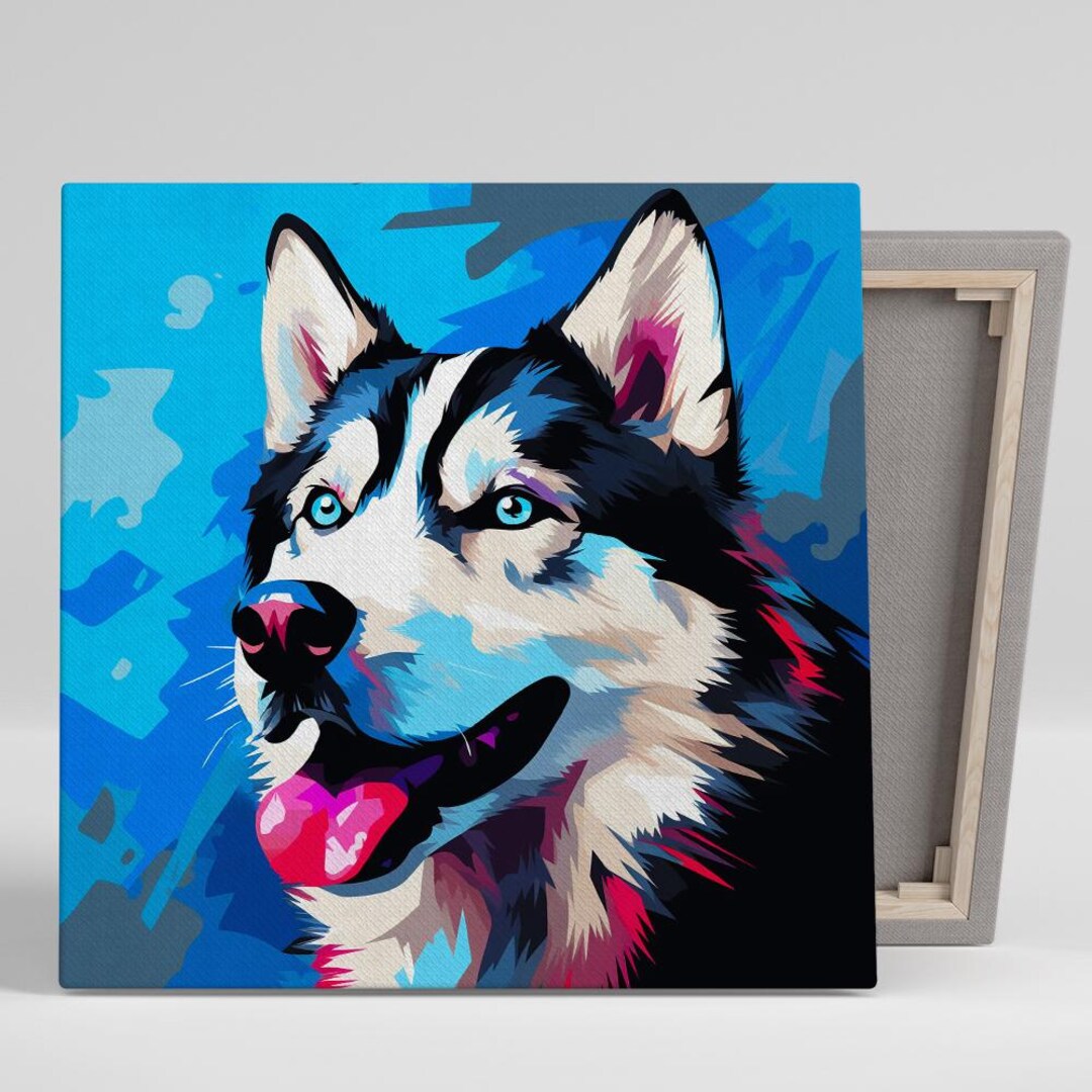 Siberian Husky Wall Art, Canvas or Poster, Contemporary Pop Minimalist ...