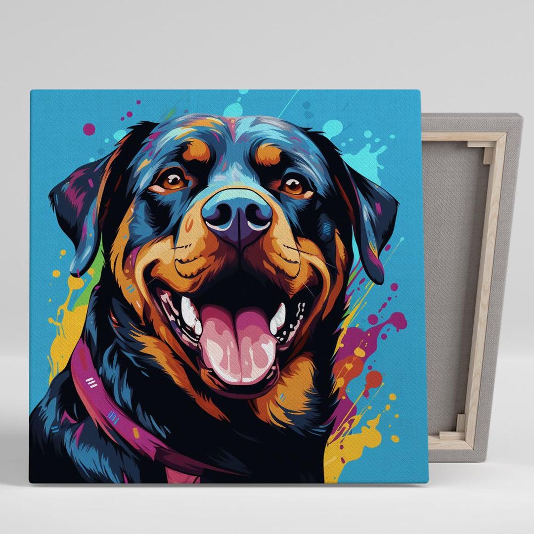 Rottweiler Art, Canvas or Poster, Pop Art Modern Bohemian Decor, Living ...
