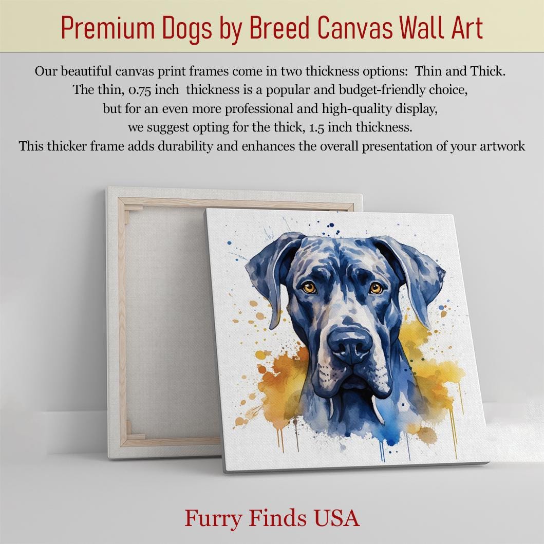 Great Dane Art, Canvas or Poster, Watercolor Contemporary Decor, Modern ...