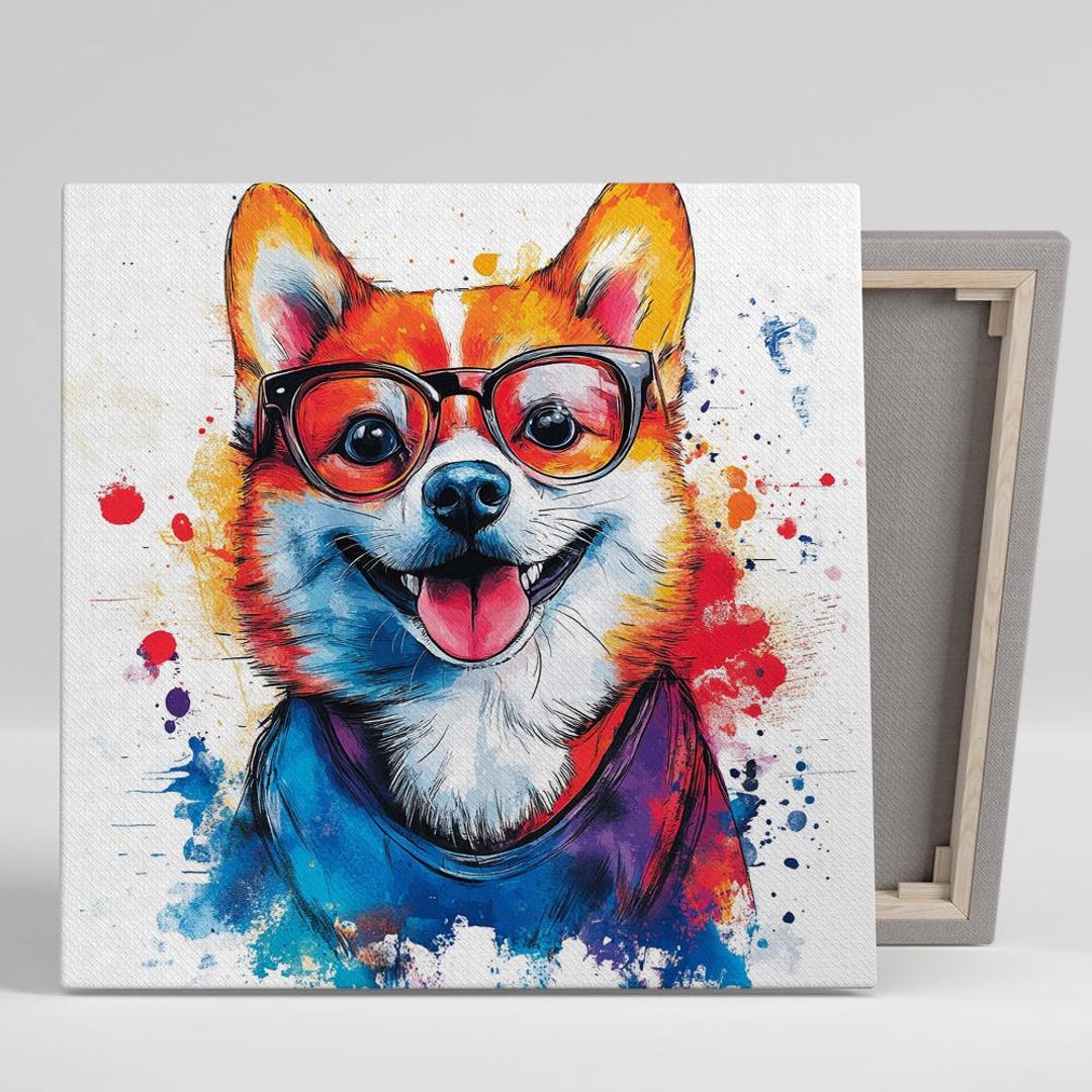 Corgi Art, Canvas or Poster, Pop Whimsical Decor, Living Room Office ...