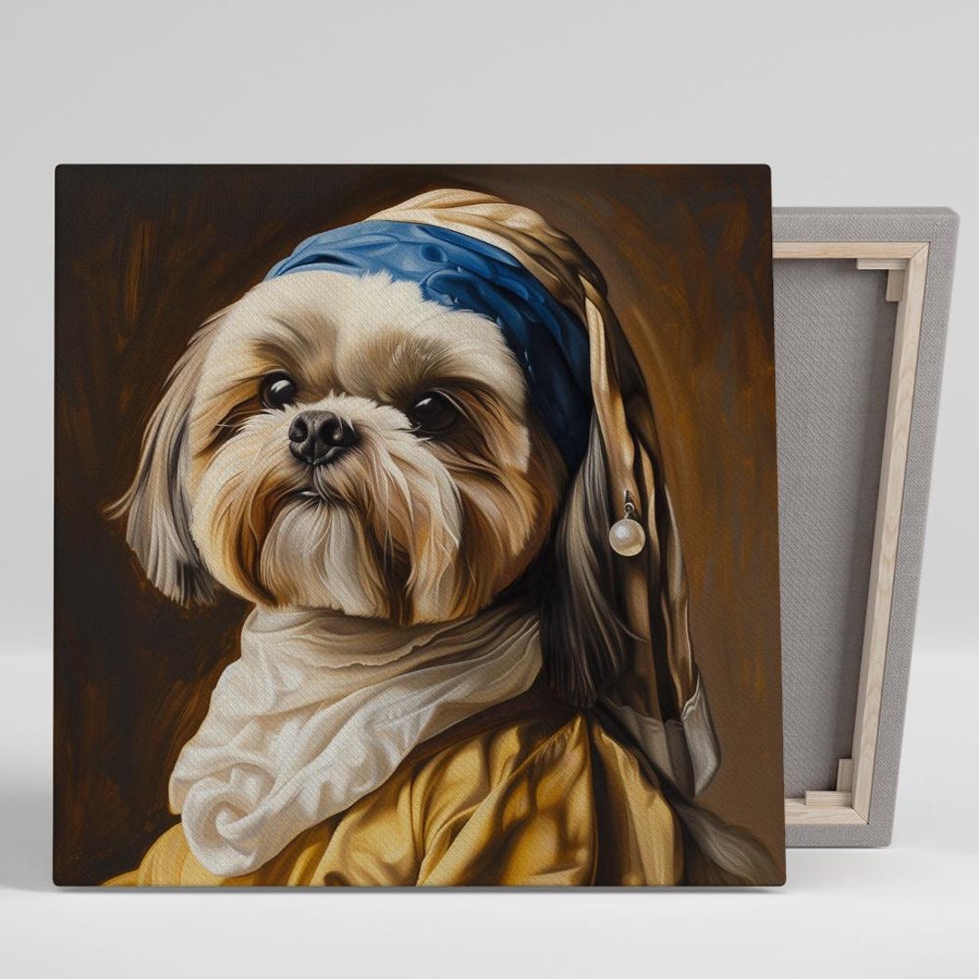 Shih Tzu Art, Canvas or Poster, Bohemian Glam Vintage Decor, Living ...