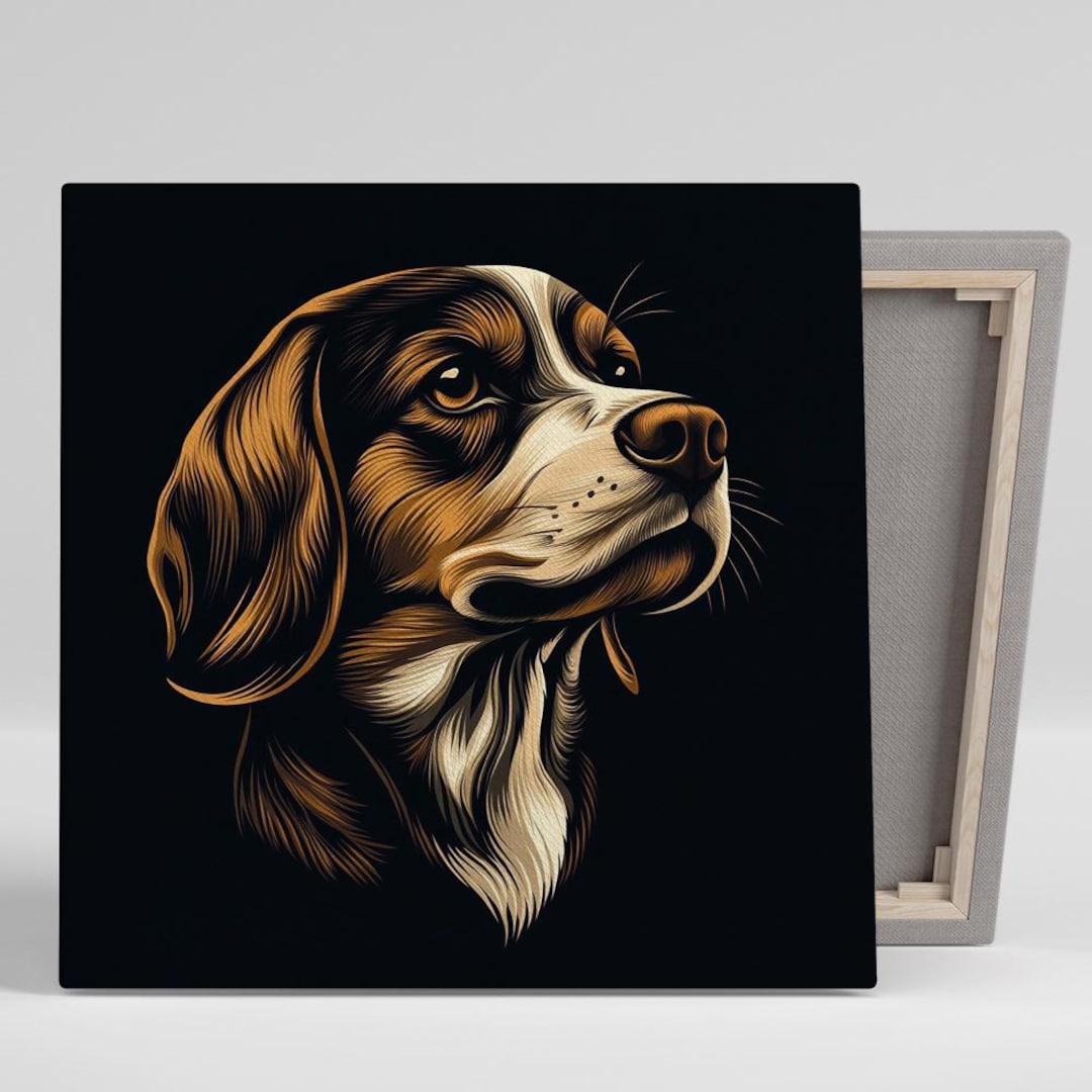 Beagle Art, Canvas or Poster, Animal Contemporary Portrait, Modern ...