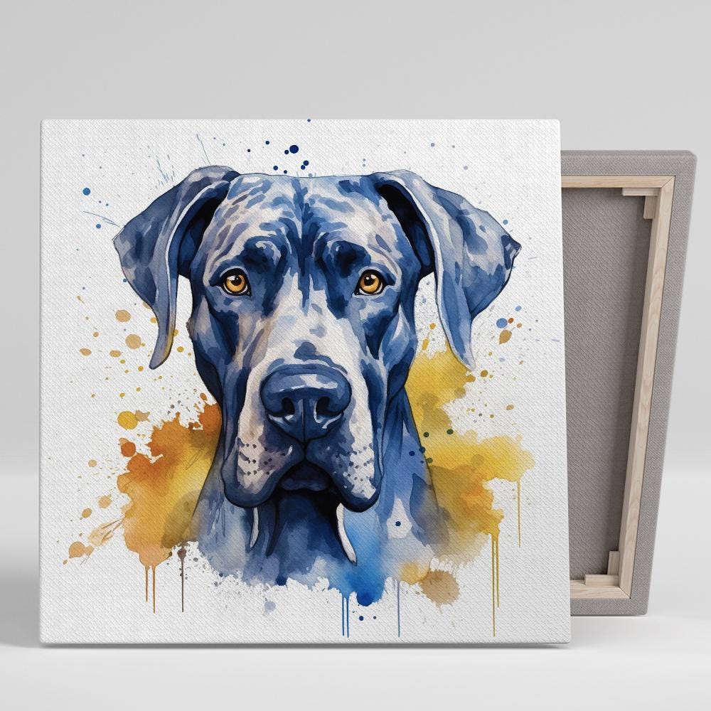 Great Dane Art, Canvas or Poster, Watercolor Contemporary Decor, Modern ...