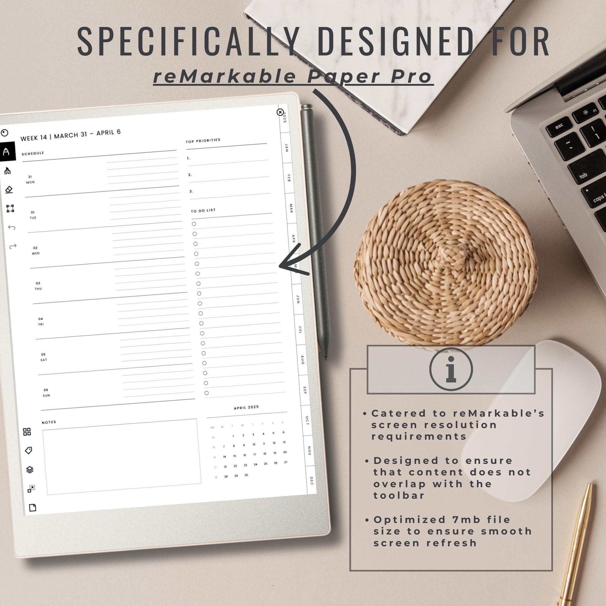 Remarkable Paper Pro Digital Planner 2025 Remarkable Yearly Monthly ...