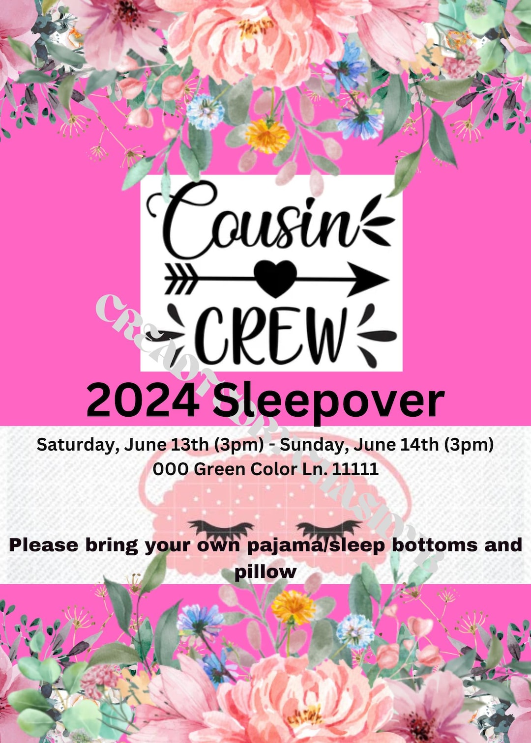 Cousin Crew Sleepover Invitation - Etsy