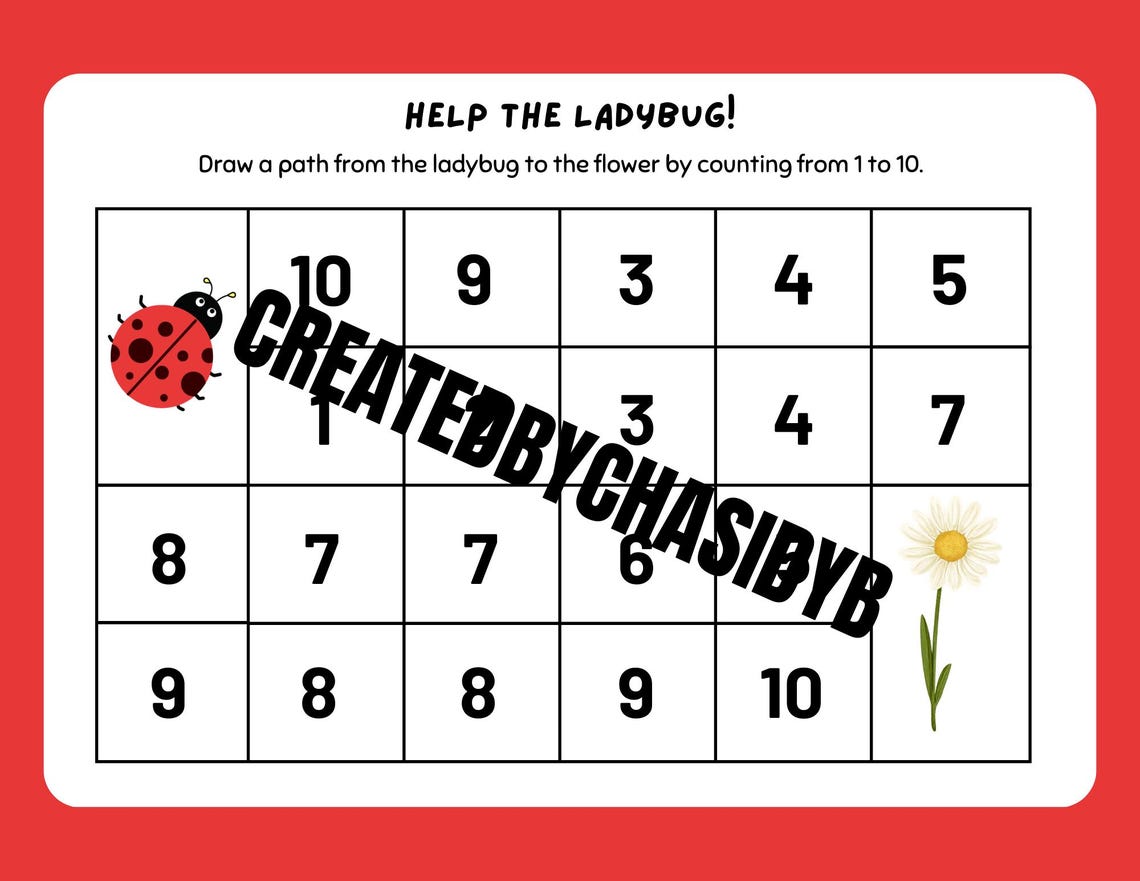 Help the Ladybug Math Worksheet - Etsy
