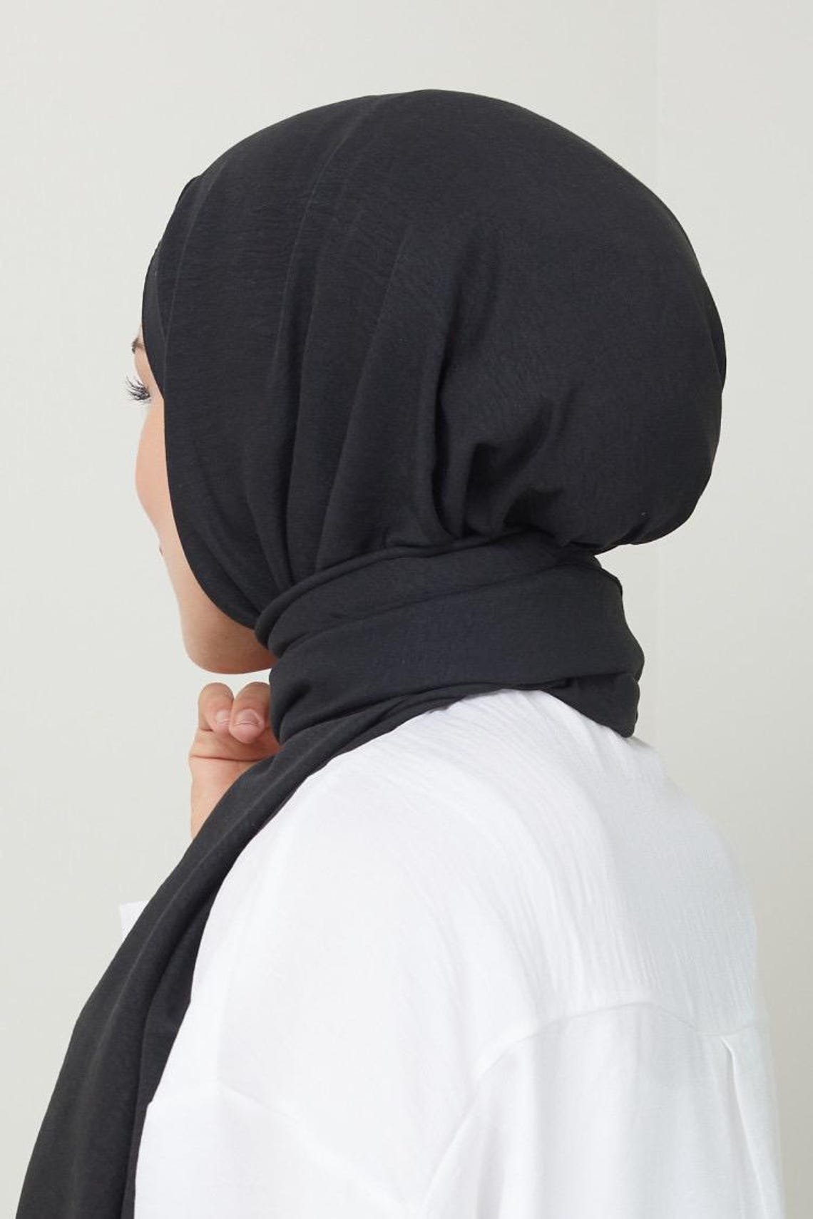 Cotton Jazz Hijab Islamic Head Cover Modesty Shawl Black Hijab - Etsy