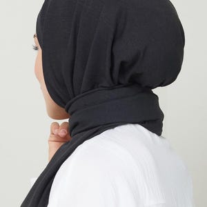 Cotton Jazz Hijab Islamic Head Cover Modesty Shawl Black Hijab - Etsy