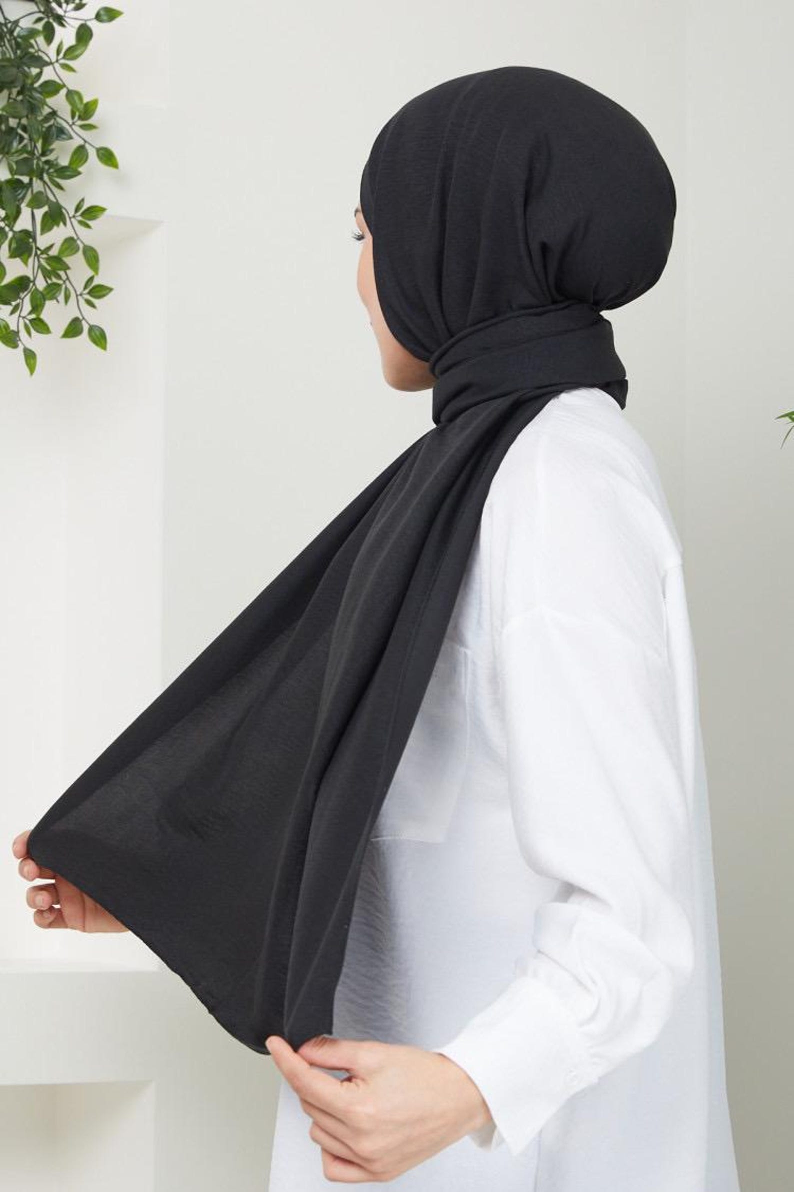 Cotton Jazz Hijab Islamic Head Cover Modesty Shawl Black Hijab - Etsy